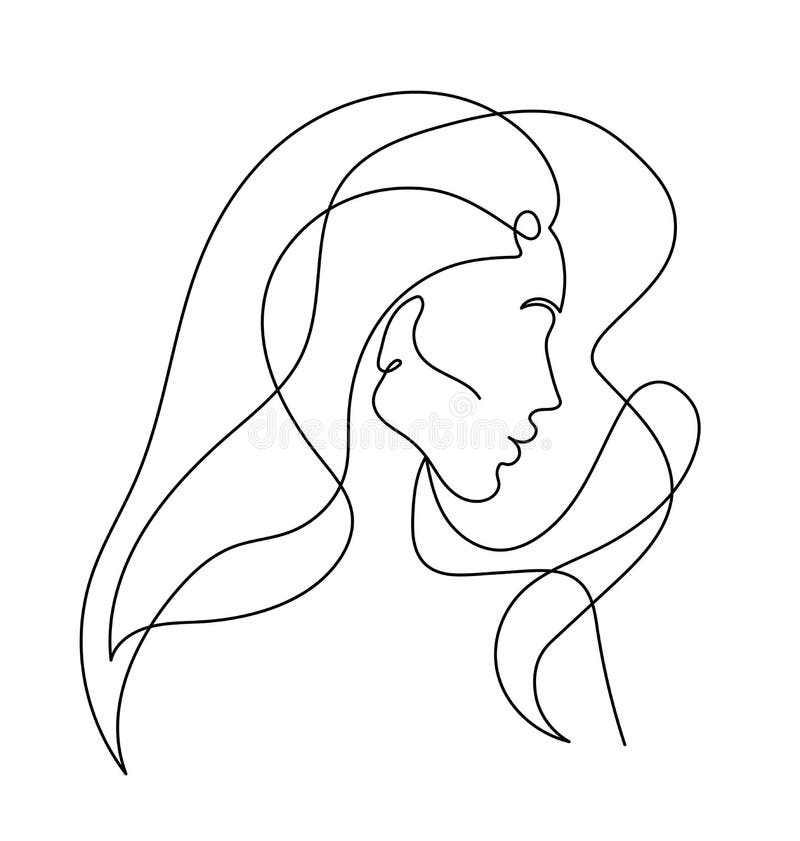 One Line Art Modern Minimalistic Banner With Beautiful Woman Face