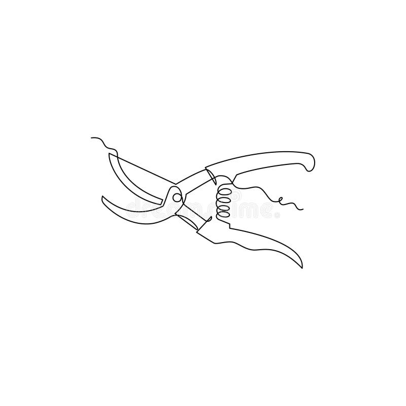 One Line Art Pruning Shears Tool Vector Illustration Stock Vector ...