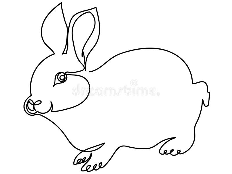 One Line Art Rabbit, Eared Animal Symbol of the Year or Easter Symbol ...