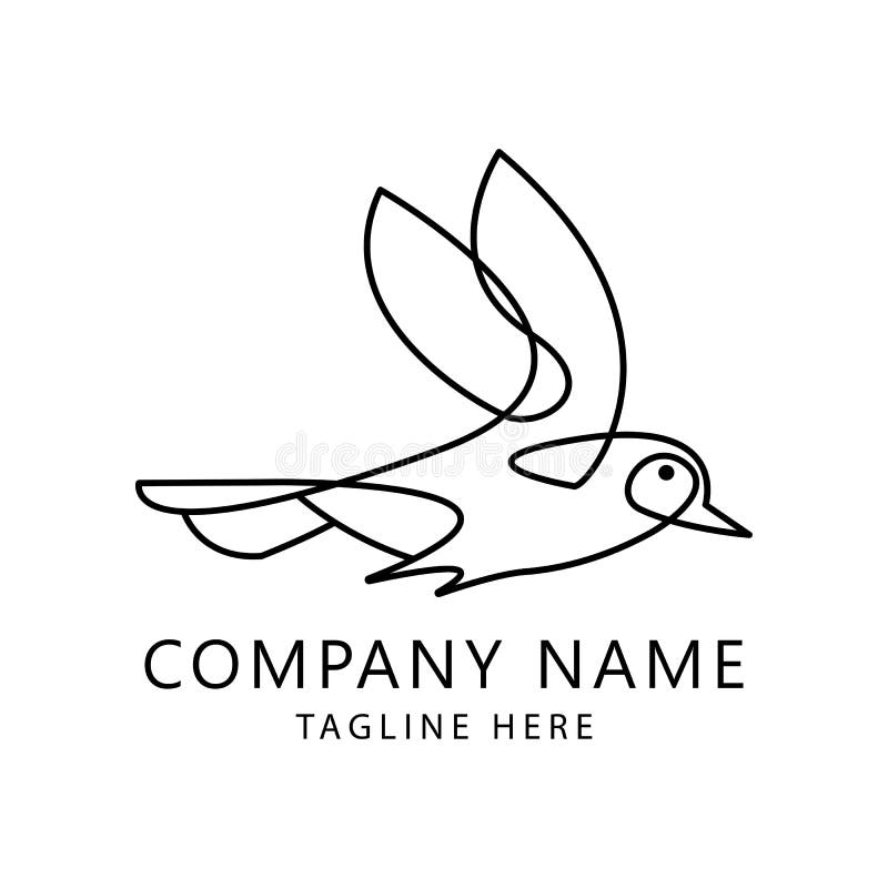 One line Bird logo vector stock vector. Illustration of shape - 206849539