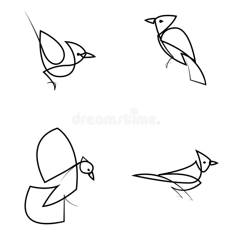 One Line Birds Set. Hand Drawn Minimalism Style Vector Illustration ...