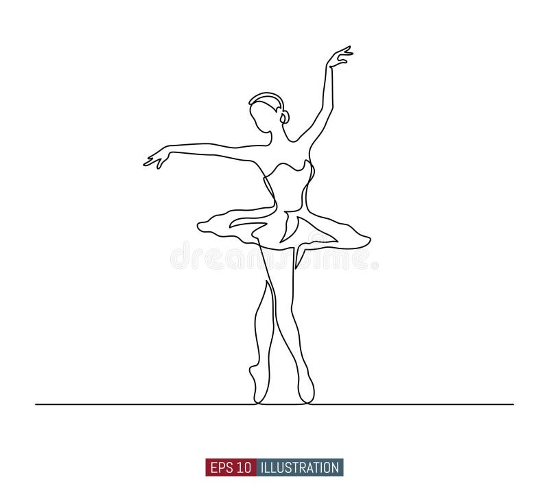 Continuous Line Drawing of Ballerina. Vector Illustration. Stock Vector ...