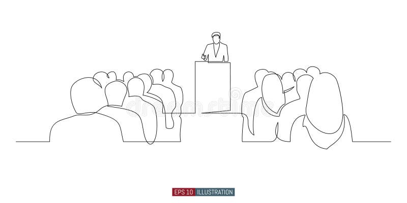 Continuous Line Drawing of Business Brief, Conference, Presentation or ...