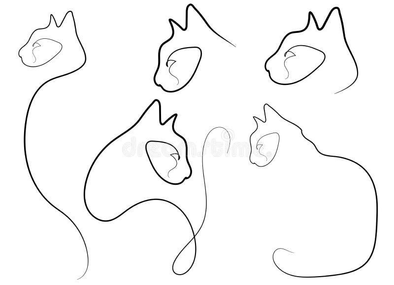 One Line Cat Design Silhouette. Vector Illustration Stock Vector ...