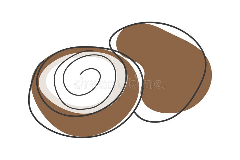One Line Coconut and Abstract Brown Shape. Vector Illustration of ...