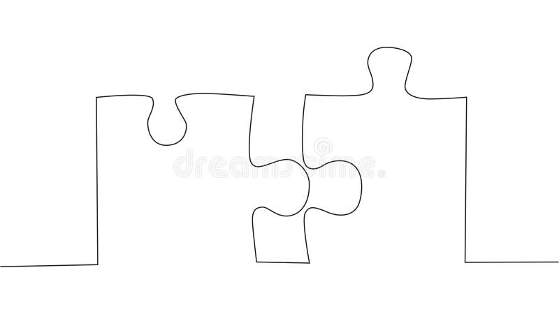 One Line Connecting Puzzle Pieces in One Continuous Line. Puzzle ...