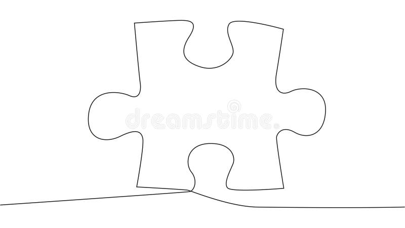 One Line Connecting Puzzle Pieces in One Continuous Line. Puzzle ...