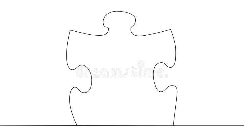 One Line Connecting Puzzle Pieces in One Continuous Line. Puzzle ...