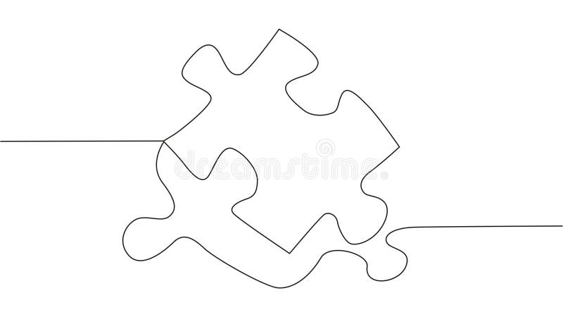 One Line Connecting Puzzle Pieces in One Continuous Line. Puzzle ...