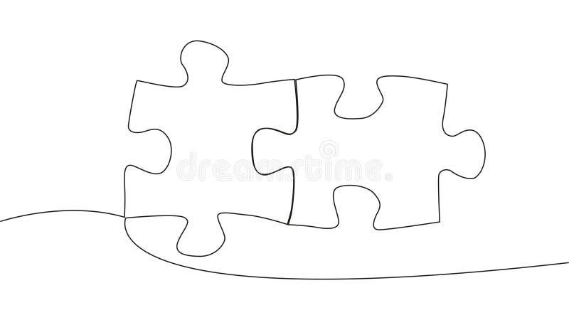 One Line Connecting Puzzle Pieces in One Continuous Line. Puzzle ...