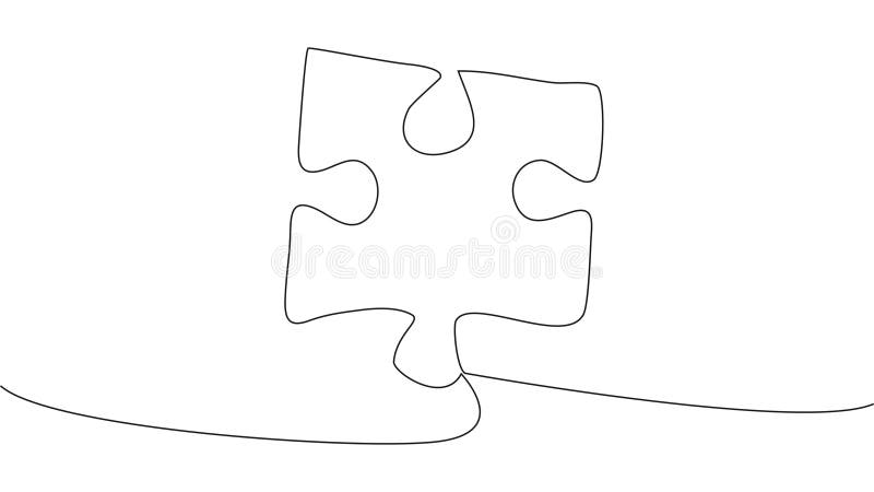 One Line Connecting Puzzle Pieces in One Continuous Line. Puzzle ...