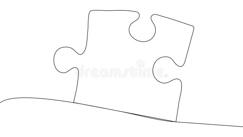 One Line Connecting Puzzle Pieces in One Continuous Line. Puzzle ...