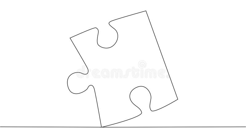 One Line Connecting Puzzle Pieces in One Continuous Line. Puzzle ...
