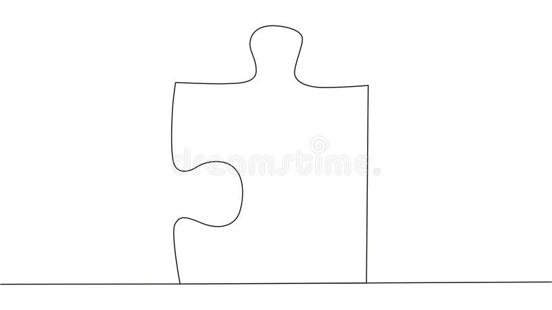 One Line Connecting Puzzle Pieces in One Continuous Line. Puzzle ...