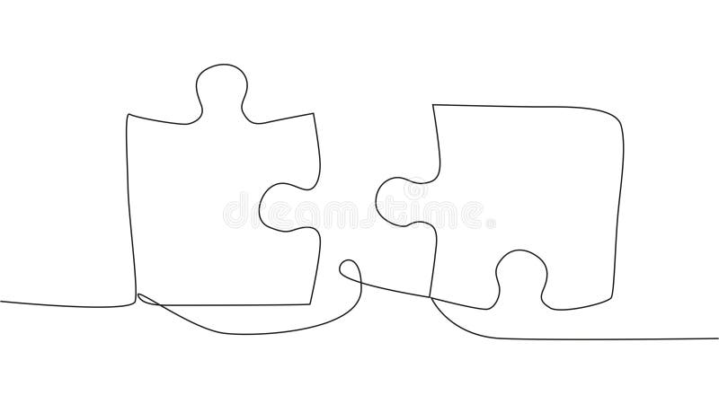 One Line Connecting Puzzle Pieces in One Continuous Line. Puzzle ...