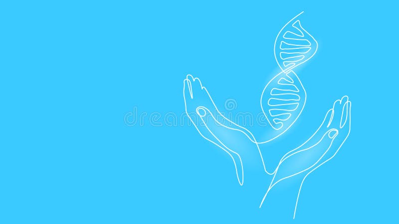 One Line Continuous DNA Code Helix Symbol Concept. Silhouette of ...