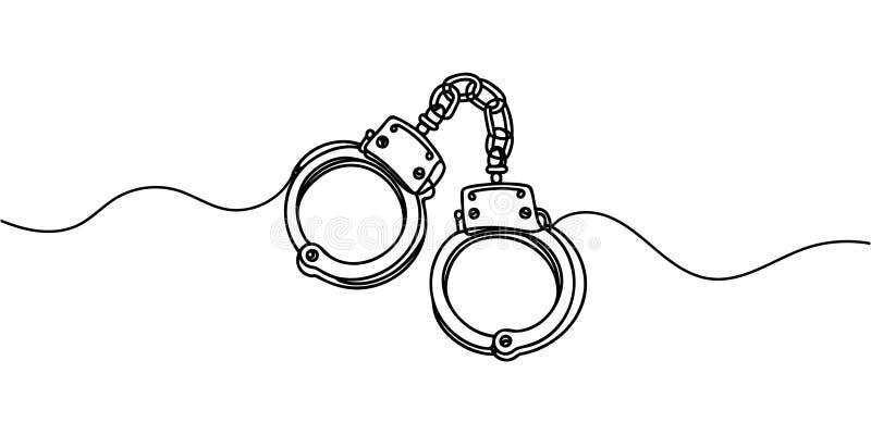 One Line Continuous Drawing Design of Handcuffs Isolated on White ...