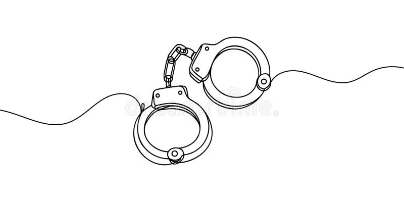 Handcuffs in One Continuous Line Drawing. Symbol of Police Justice and ...