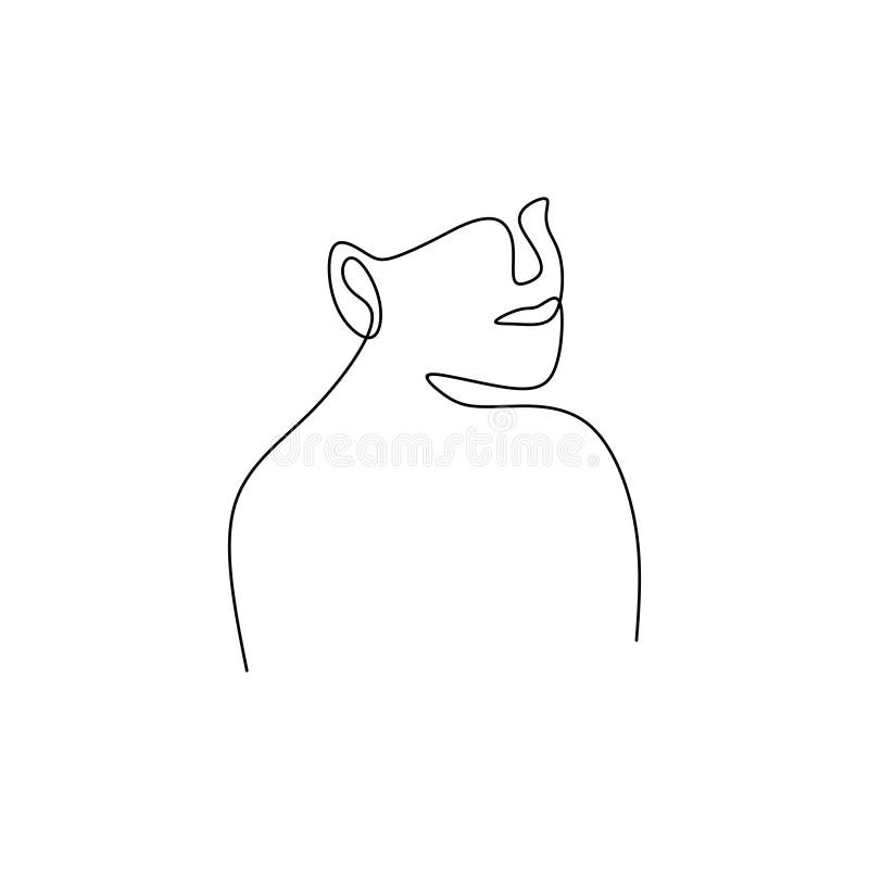 One Line Continuous Drawing Of Face Abstract Minimalist Design Stock