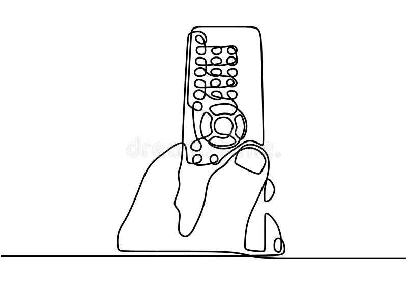 One Line Continuous Drawing of Hand Holding Remote with Minimalist ...