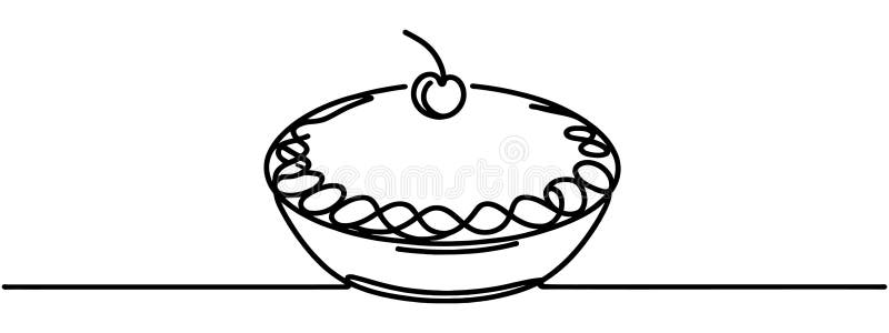 One Line Continuous Pie. Line Art Traditional Pie Outline Stock Vector ...