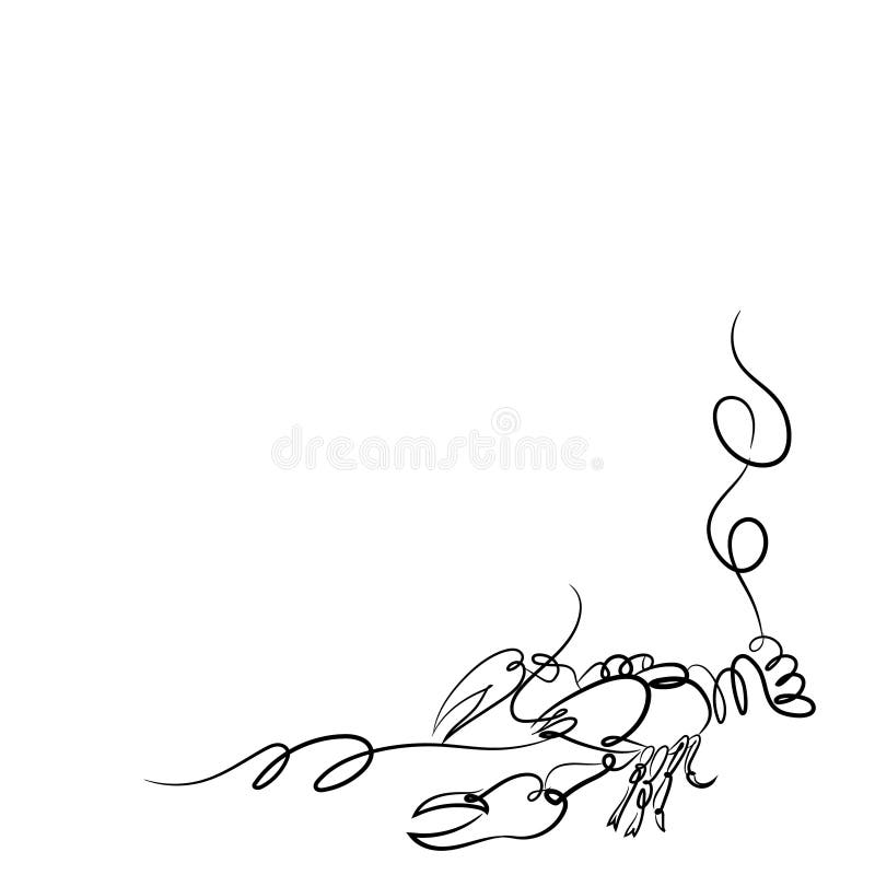 One Line Crayfish Design Silhouette Stock Vector - Illustration of ...