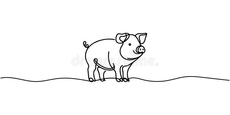 One Line Design Silhouette of Pig.minimalistic Style Vector ...
