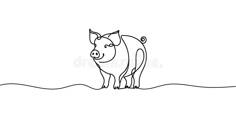 One Line Design Silhouette of Pig.minimalistic Style Vector ...