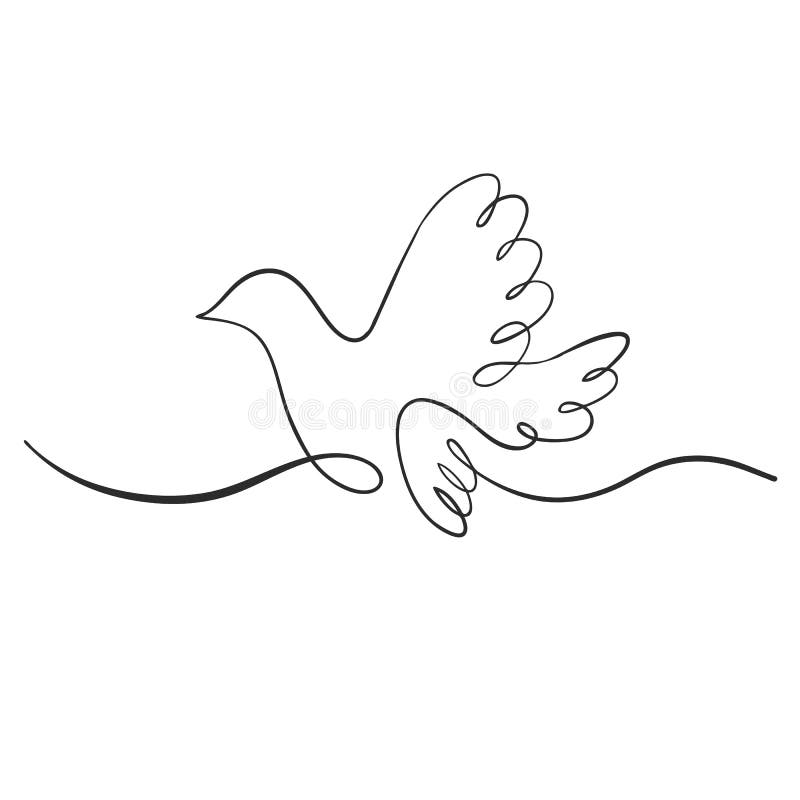One Line Dove for Banner Design Hand Drawn Stock Vector - Illustration ...