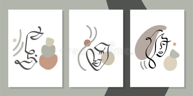 One Line Drawing Abstract Faces. Stock Vector - Illustration of drawing ...