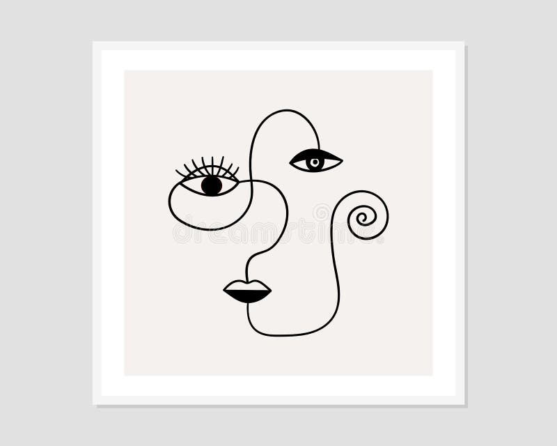 One Line Drawing Abstract Faces. Stock Vector - Illustration of drawing ...