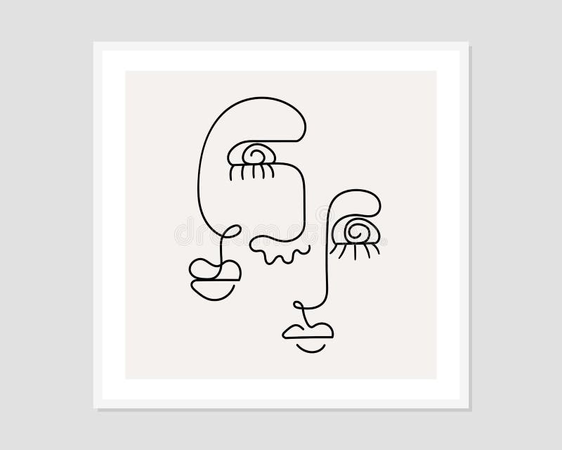 One Line Drawing Abstract Faces. Stock Vector - Illustration of nature ...