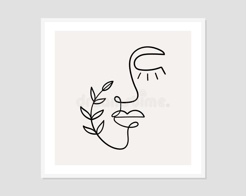 One Line Drawing Abstract Faces Stock Vector Illustration Of Human