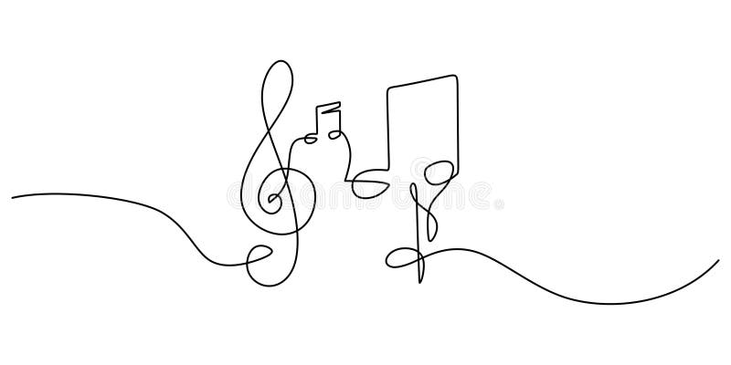 One Line Drawing Abstract Music Note Background. Line Art Hand Drawn ...
