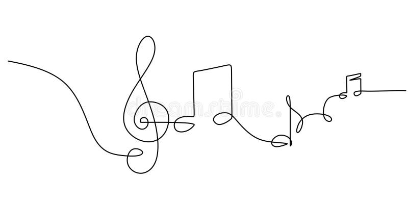 One Line Drawing Abstract Music Note Background. Line Art Hand Drawn ...
