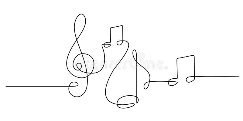 One Line Drawing Abstract Music Note Background. Line Art Hand Drawn ...