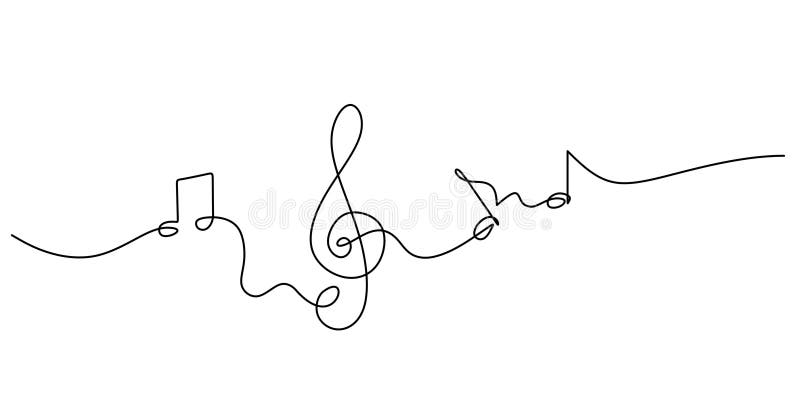 One Line Drawing Abstract Music Note Background. Line Art Hand Drawn ...