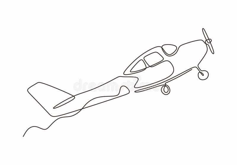 One Line Drawing of Airplane. Vector Minimalism Design Simplicity Style ...