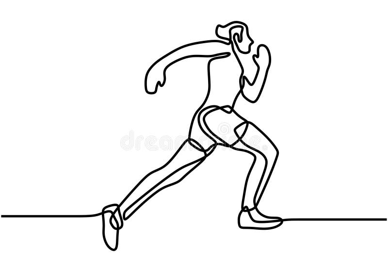 One Line Drawing of Athlete Running Fast. Minimalism Vector ...