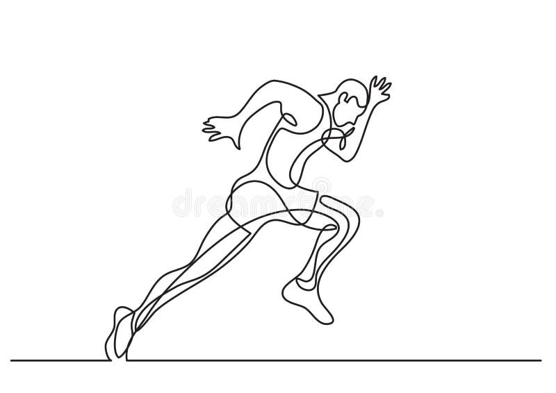 One Line Drawing of Athlete Running Fast Stock Vector - Illustration of ... One Line Drawing of Athlete Running Fast Stock Vector - Illustration of ...