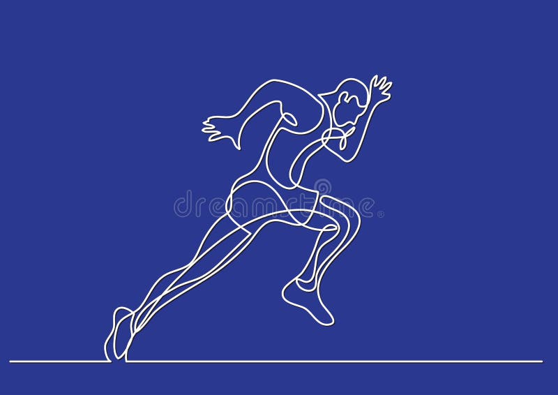 One Line Drawing of Athlete Running Fast Stock Illustration ...