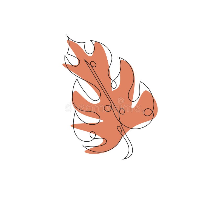 One Line Drawing of Leaf. Autumn, Spring, Summer Script Font and Leaves ...