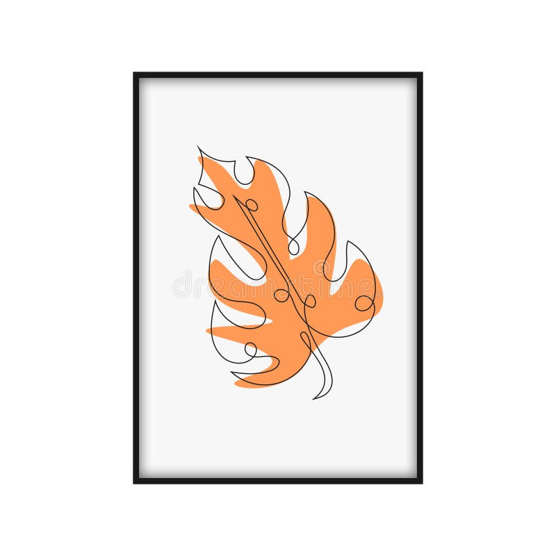 One Line Drawing of Autumn Leaf. Autumn Script Font and Leaves Isolated ...