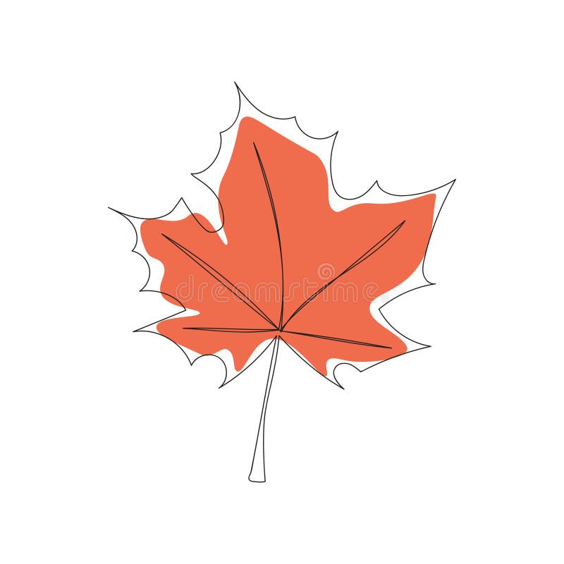 One Line Drawing of Autumn Leaf. Autumn Script Font and Leaves Isolated ...