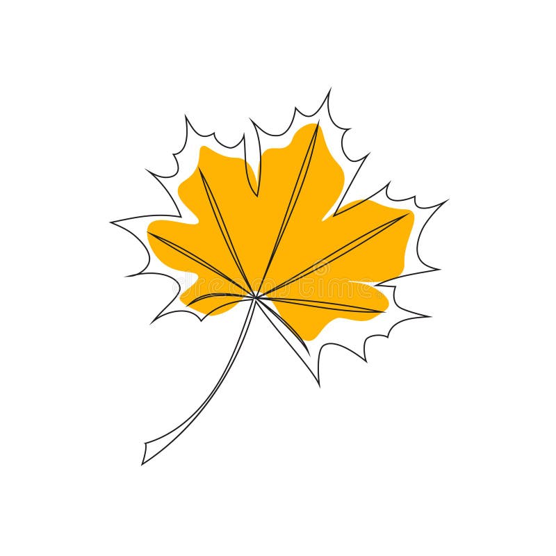 One Line Drawing of Autumn Leaf. Autumn Script Font and Leaves Isolated ...