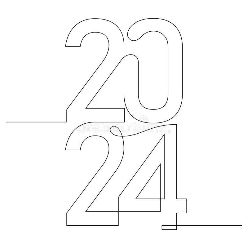 One Line Drawing 2024 Beginning of the Year Continuity Thin Line Stock ...