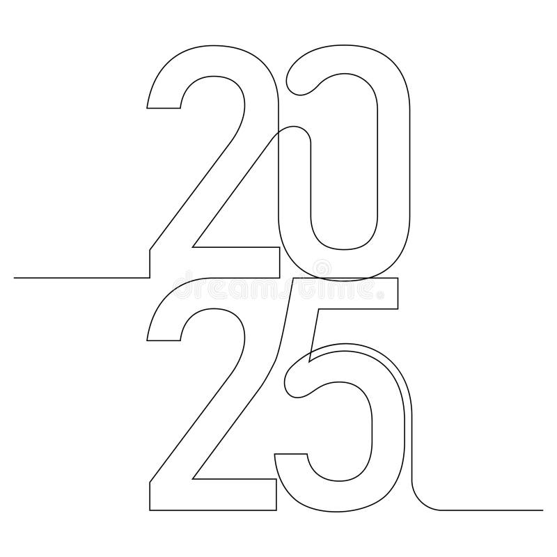 One Line Drawing 2025 Beginning of the Year Continuity Thin Line Stock ...