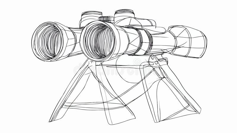 Continuous One Line Drawing of Binocular Stock Illustration ...
