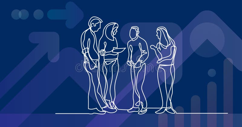 One Line Drawing of Business Team Talk Stock Vector - Illustration of ...