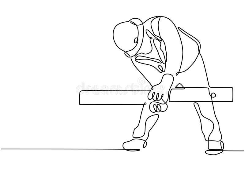 One Line Drawing of a Carpenter, Depicting Craftsmanship and Skill in ...
